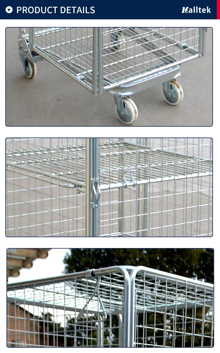 Heavy Duty Metal Mesh Storage Rolling Container Trolley