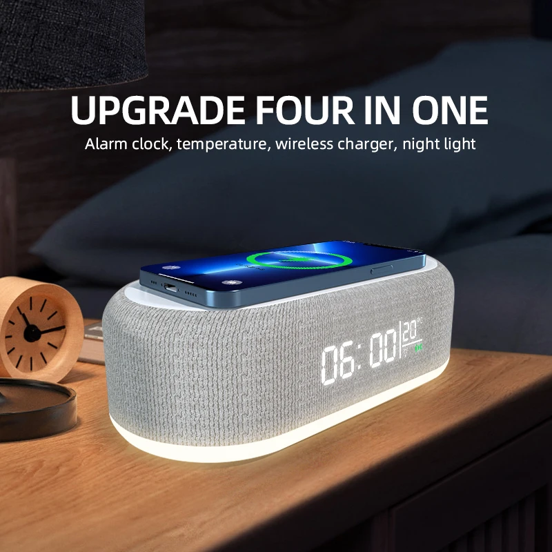 Wireless Charger Alarm Clock LED - Fast Charging & Night Light