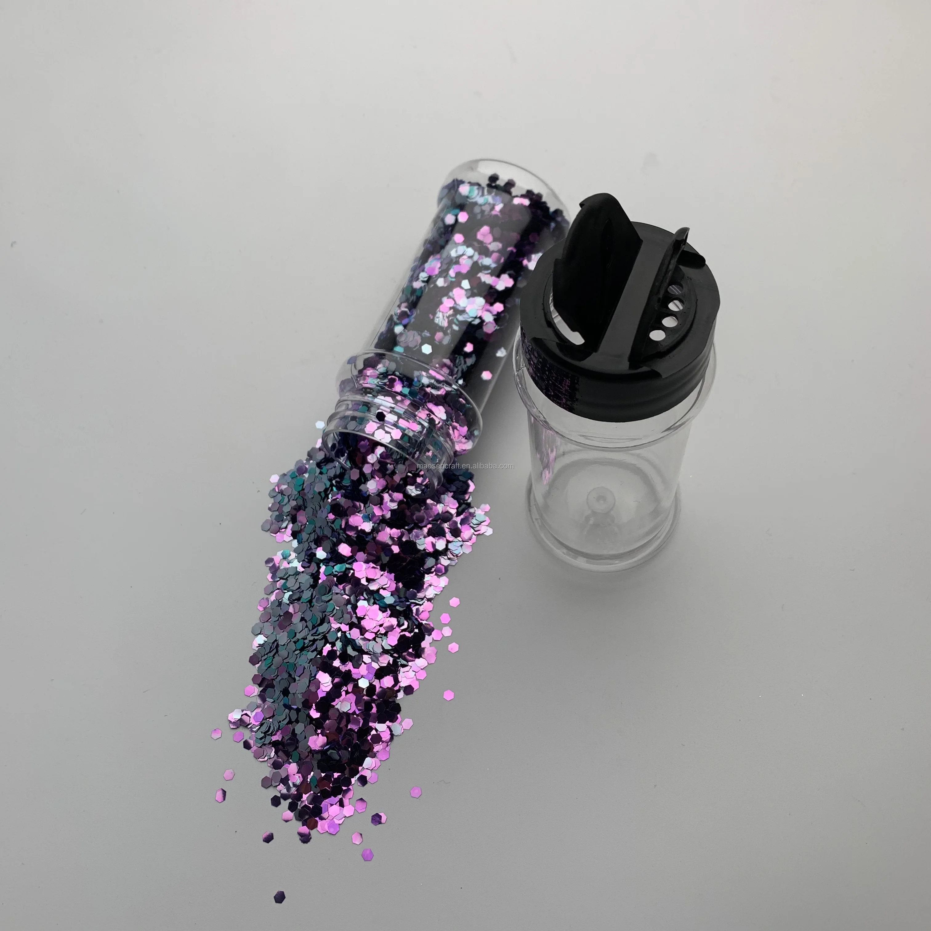 High Quality Double Open Lid 90ML Container 2 oz Glitter Shaker Bottle ...
