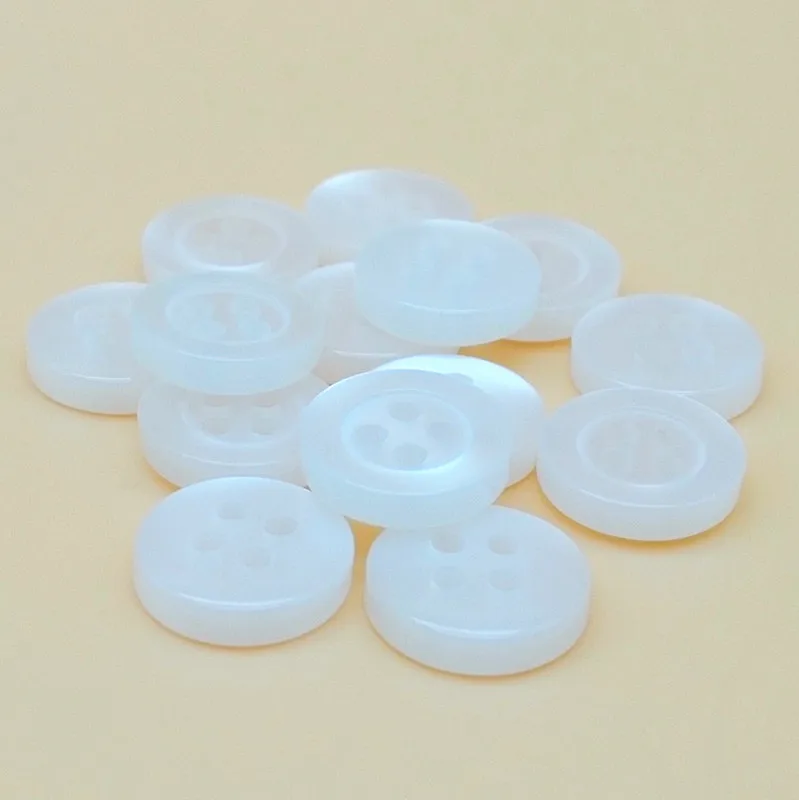 16L 10mm 4 Holes White Pearl Plastic Resin Button for Shirt, Stripe ...