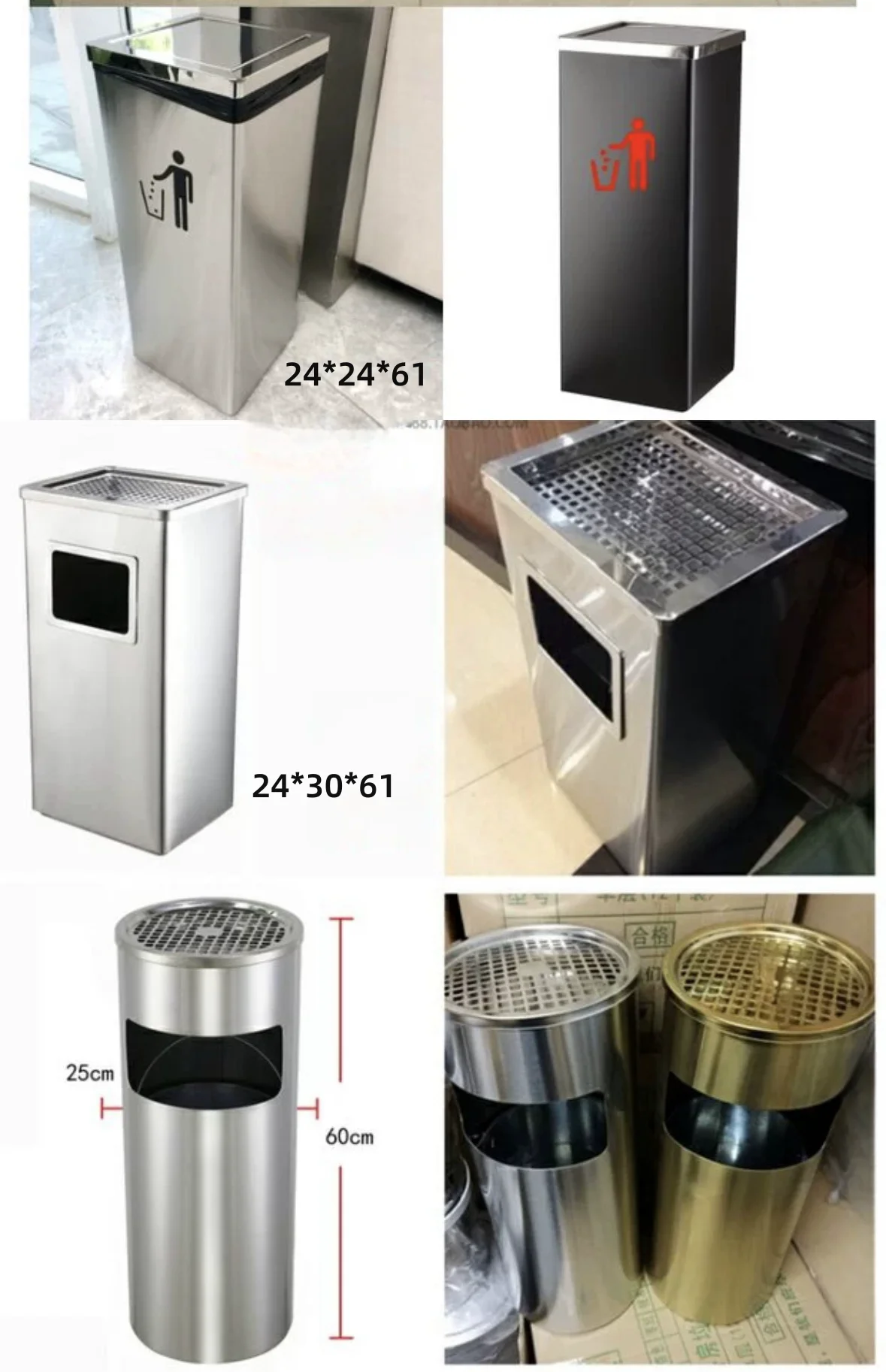 Customized Stainless Steel Standing Waste Bins Recycle Trash Can For ...