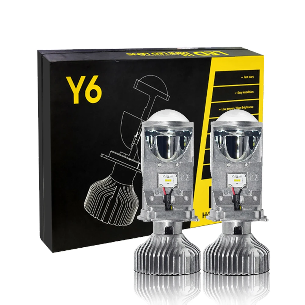 Y6s H4 Led Headlight Mini Projector Lens Led Bulb For Car Clear Beam ...