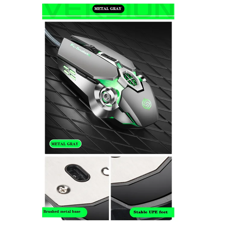 K-snake Q7 Mouse Game Wired 7 Color Illuminated Usb 4000 Dpi Mechanical ...