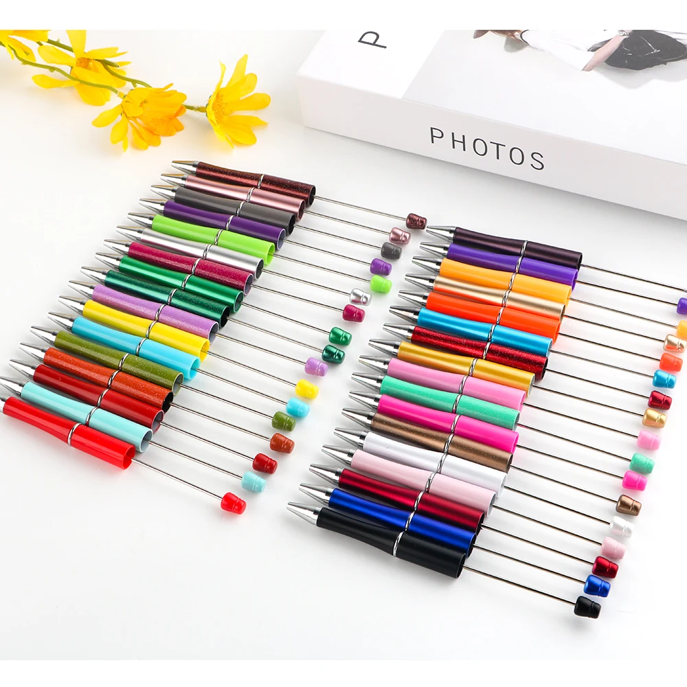 Cute Multicolour DIY Beaded Pens for Student Plastic DIY Handmade Bead ...