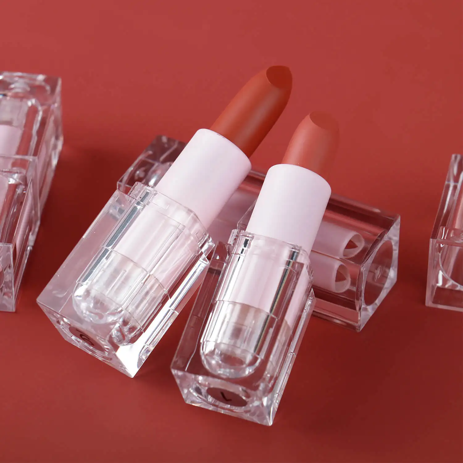 Neutral Matte Velvet Square Tube Lipstick Transparent Shell Multi-Color ...