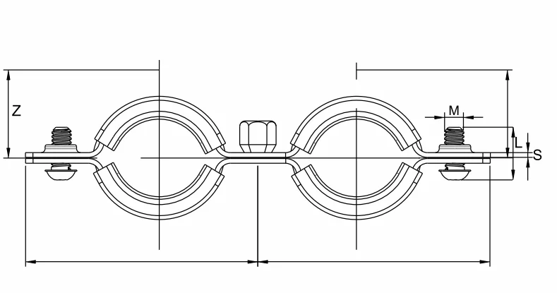 galvanized double loop pipe clamp support with rubber, View Double loop ...