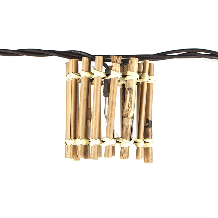 8.5ft Outdoor Decorative 10 Bulbs Natural Bamboo Cylinder Patio Hanging ...