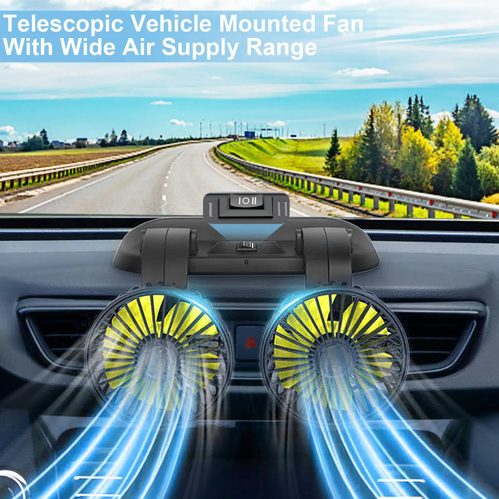 12V Electric Car Cooling Fan - 360 Degree Rotatable & Low Noise