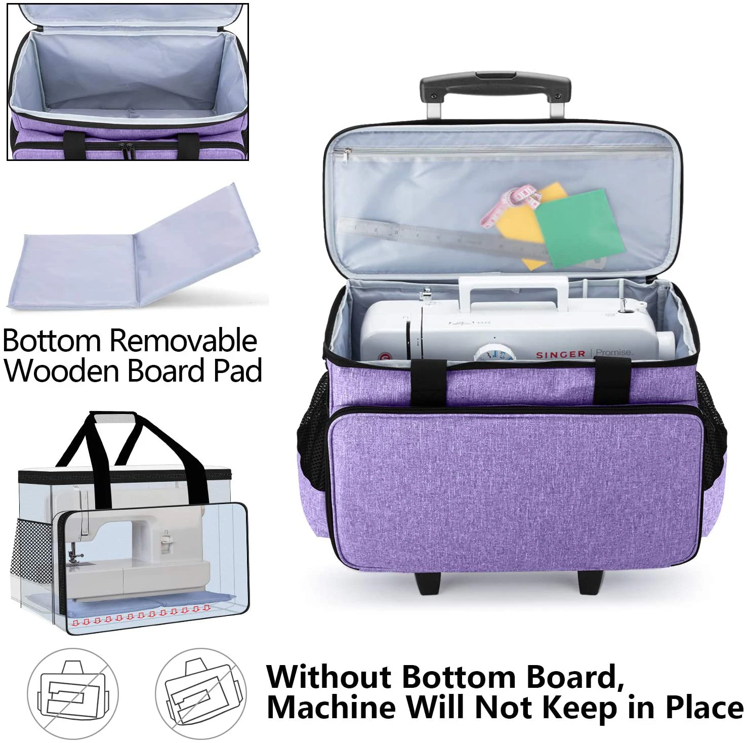 Collapsible Detachable Rolling Sewing Machine Carrying Case With Wheels ...