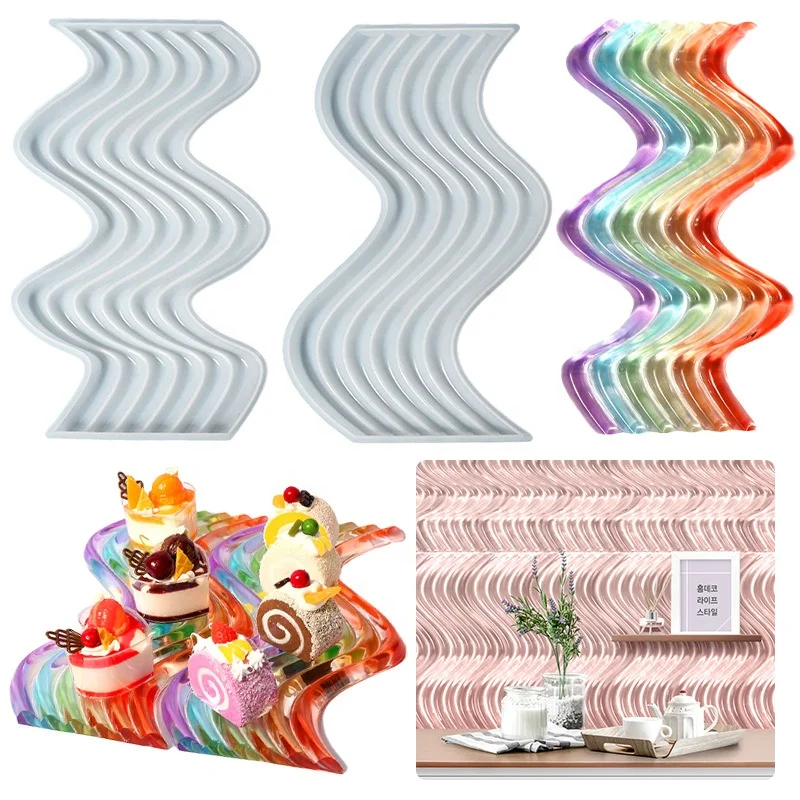 DM537 Wavy Wall Tile Silicone Mold - DIY Crafts & Home Decor