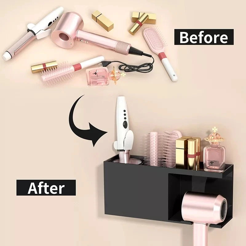 Wall Mount Hair Tools Organizer Acrylic Hair Dryer Holder Hair Care ...