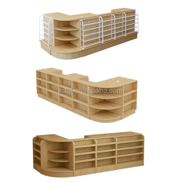 Durable Wooden Cashier Counters for Mini Mart & Supermarket