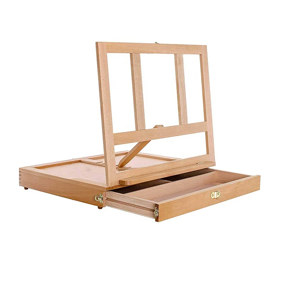 Adjustable Wood Table Easel With Storage Drawer Portable Beech Wood ...