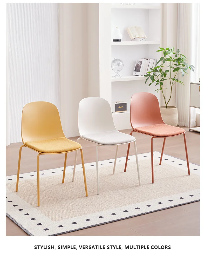 Modern Minimalist Plastic Dining Chair with Backrest for Home Small ...