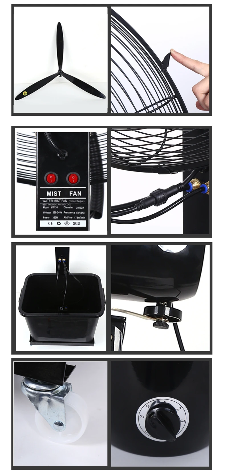 2026 Modern Water Mist Fan with Big Water tank in Strong Winds and Mist ...