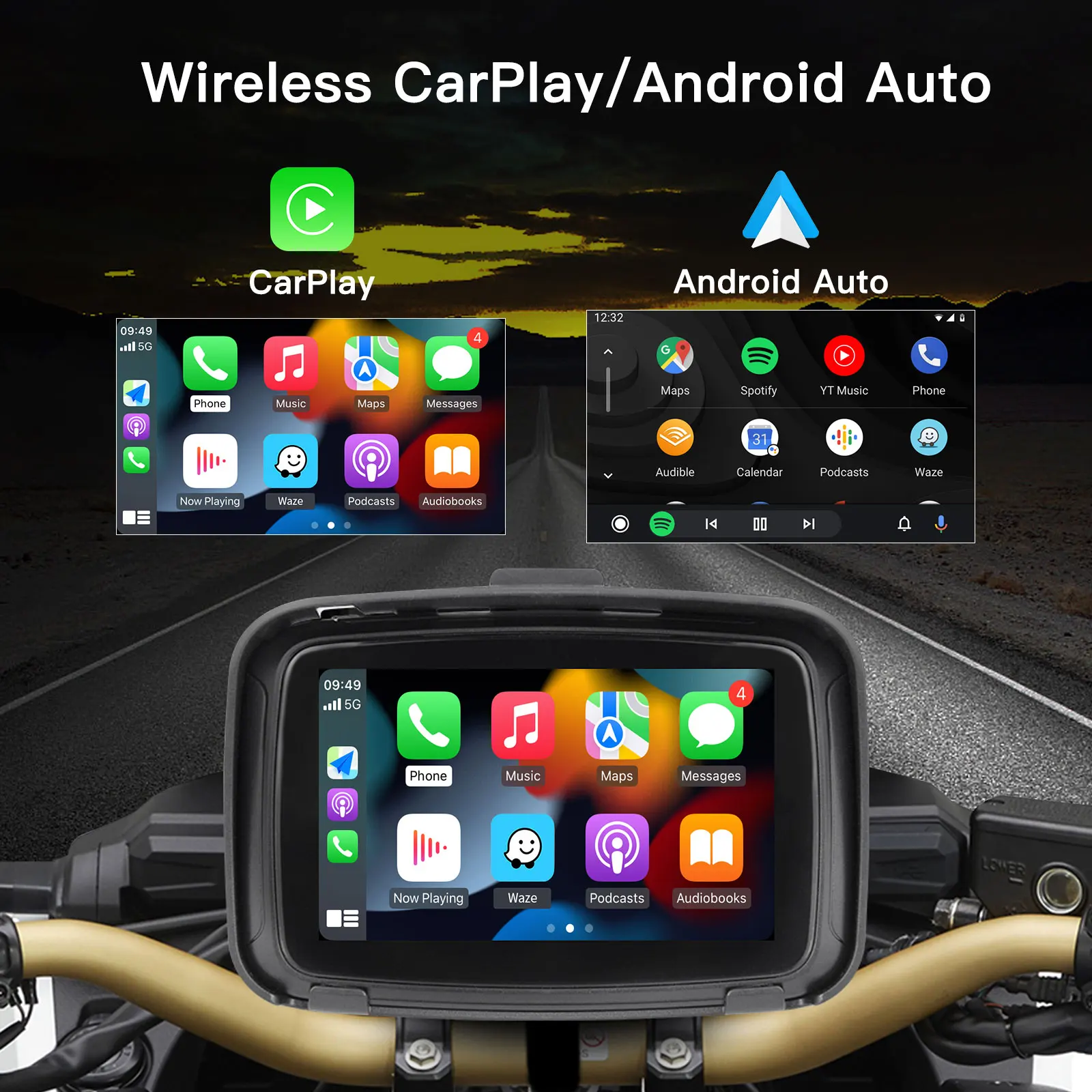 Autoabc 5 Inch Motorcycle Video Screen - Waterproof & Smart