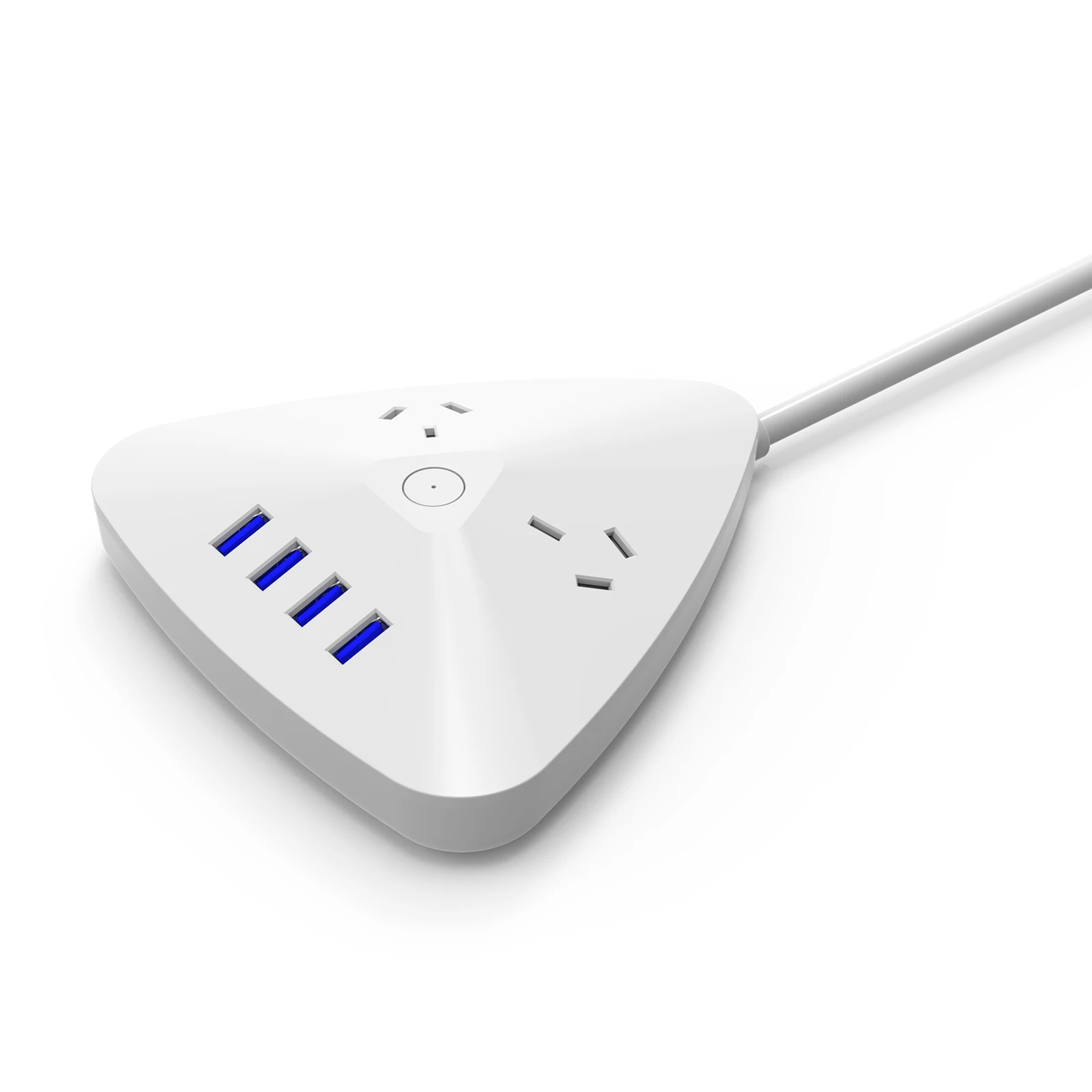 Triangle Shape Flat Plug Power Strip with USB Ports