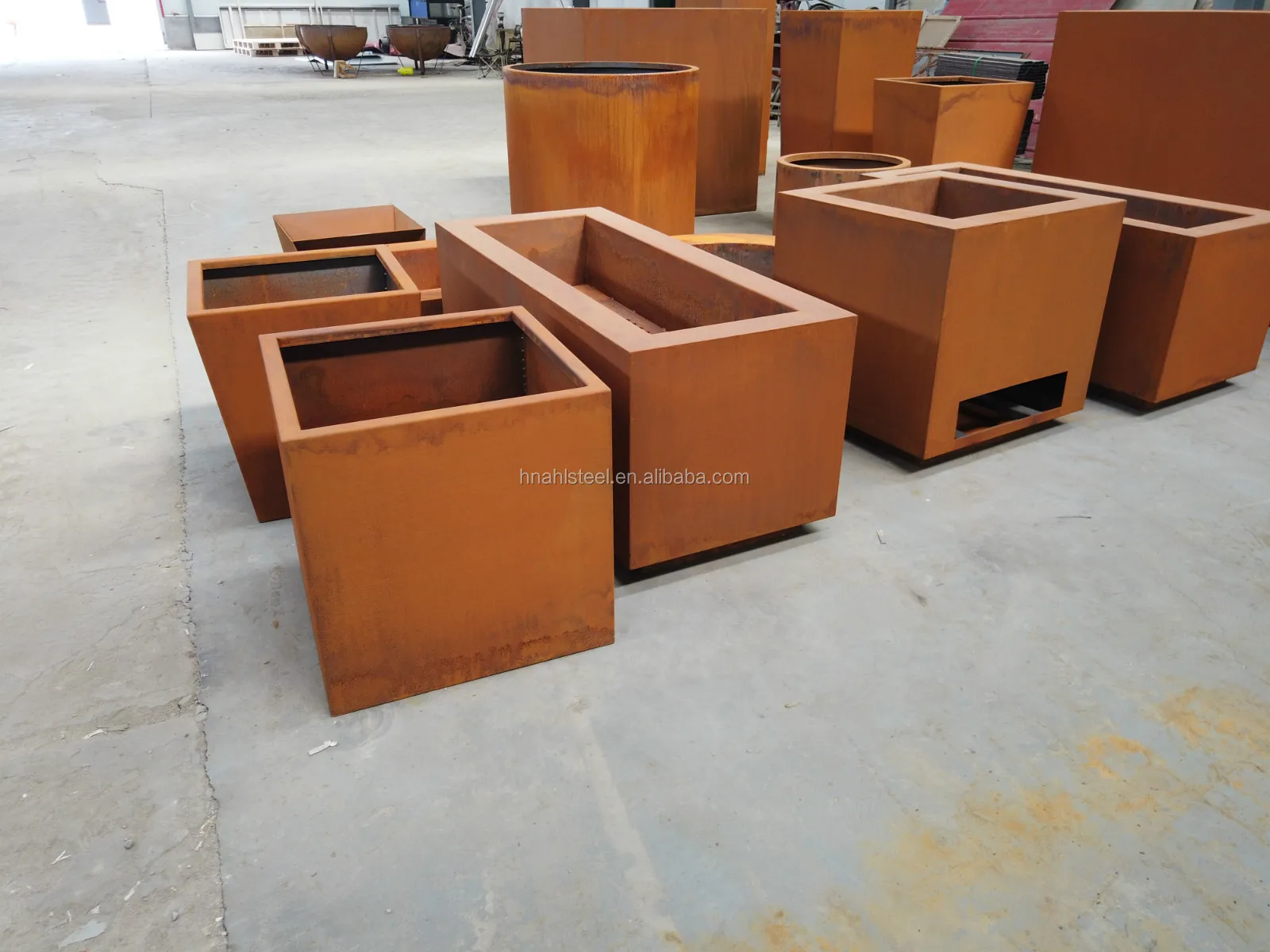 Durable Outdoor Metal Planters - Corten Steel Large Planter