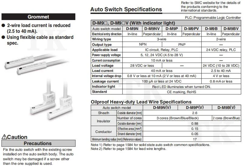 Smc D-m9b Reed Switch Pneumatics Direct Mounting D-m9b Reed Switch ...