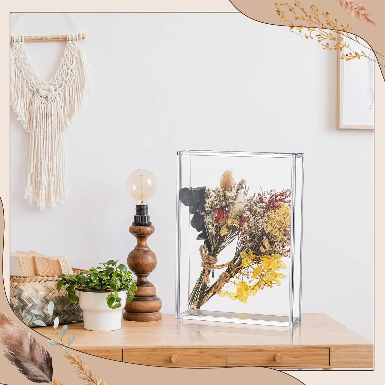 2 Pcs Acrylic Shadow Boxes Display Cases,Wedding Memory Box Dried ...