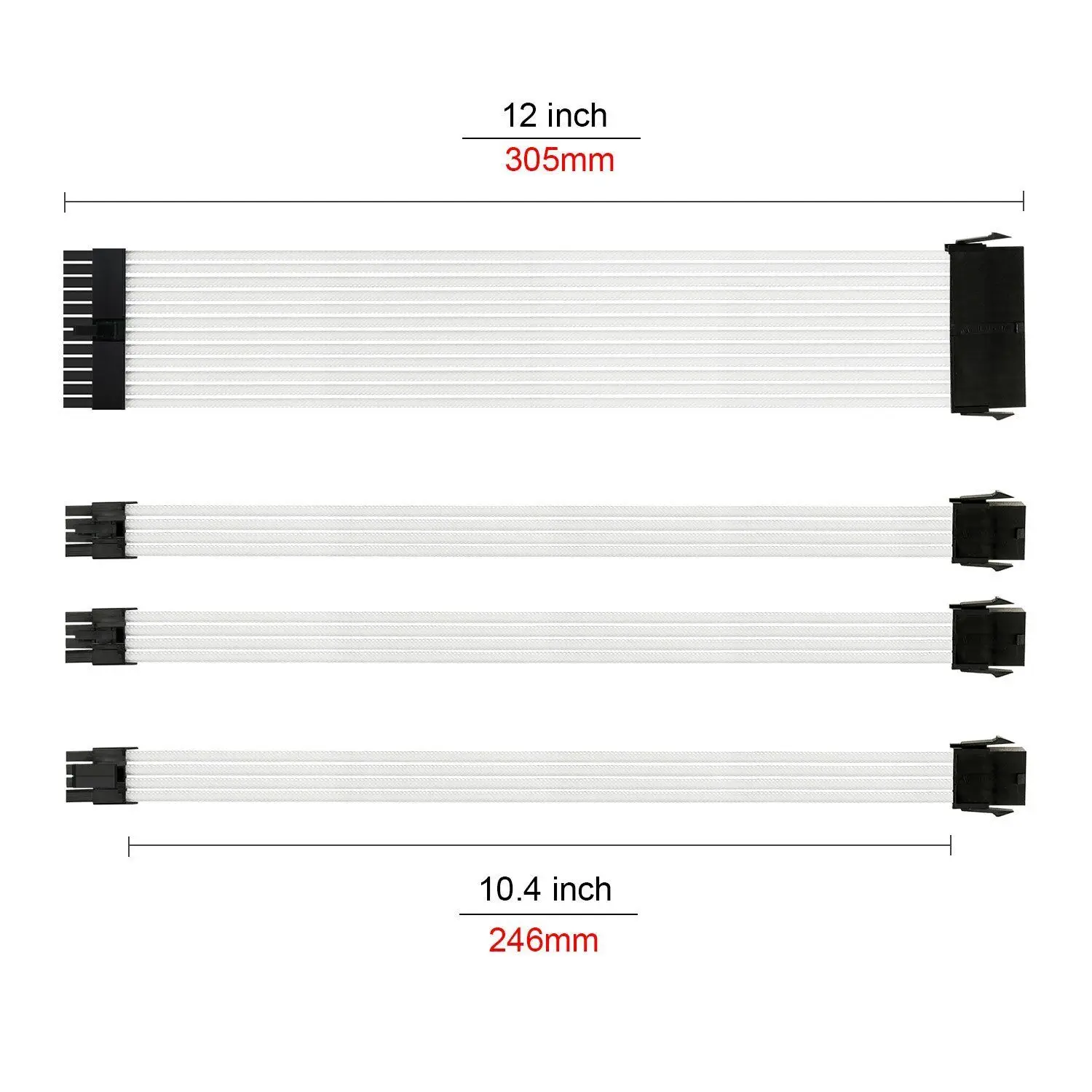 Tfdp Custom Computer White Atx 24pin Extension Sleeved Cable Kit Pc ...