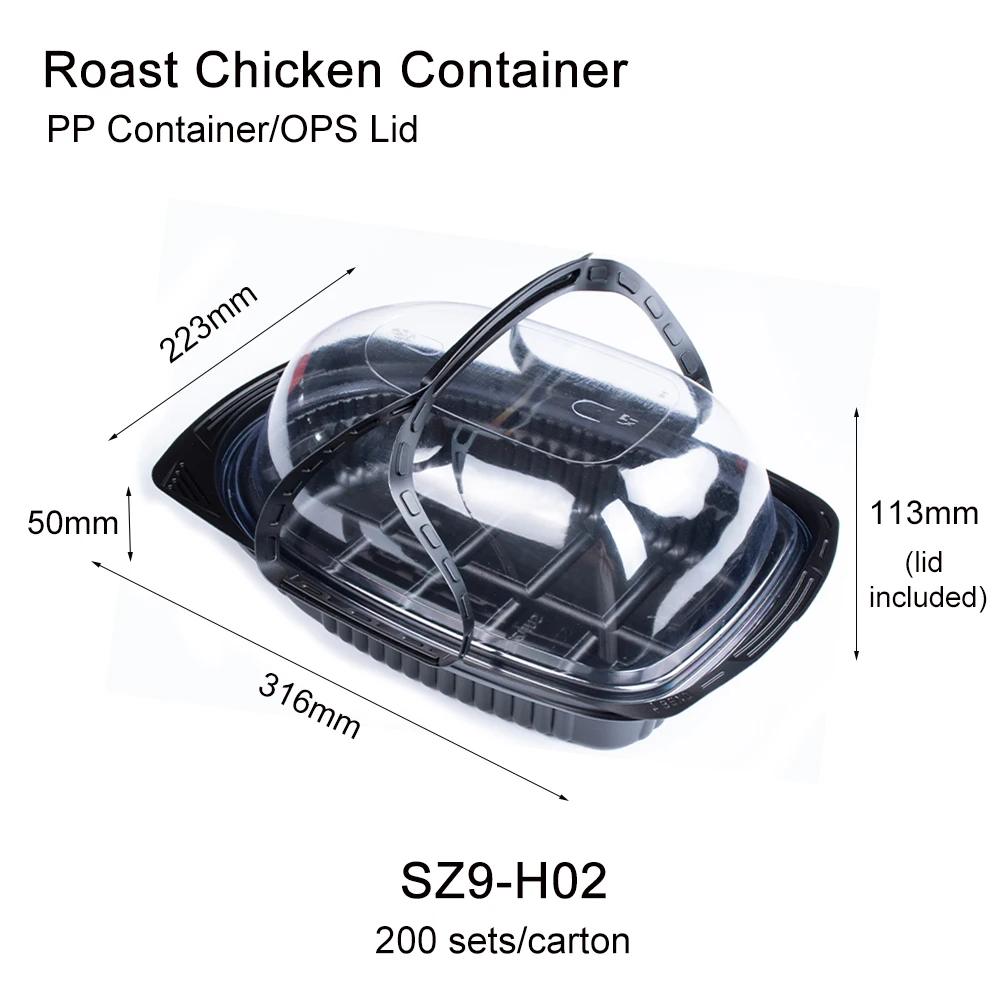 Plastic Disposable Take Out Chicken Roaster Carrier Containers With ...