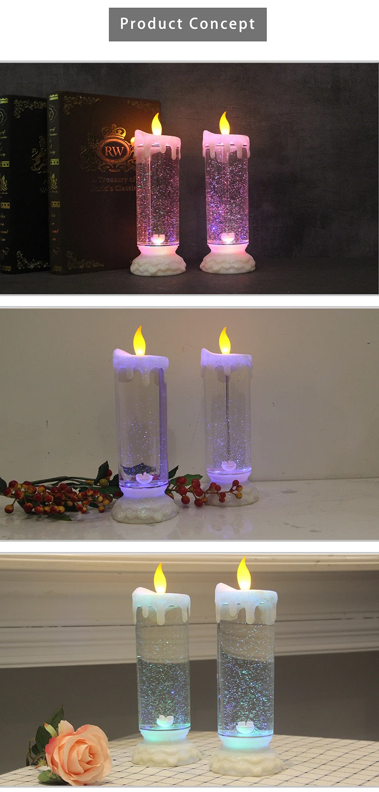 Christmas Color Changing Battery Operated Swirl Glitter LED Candle