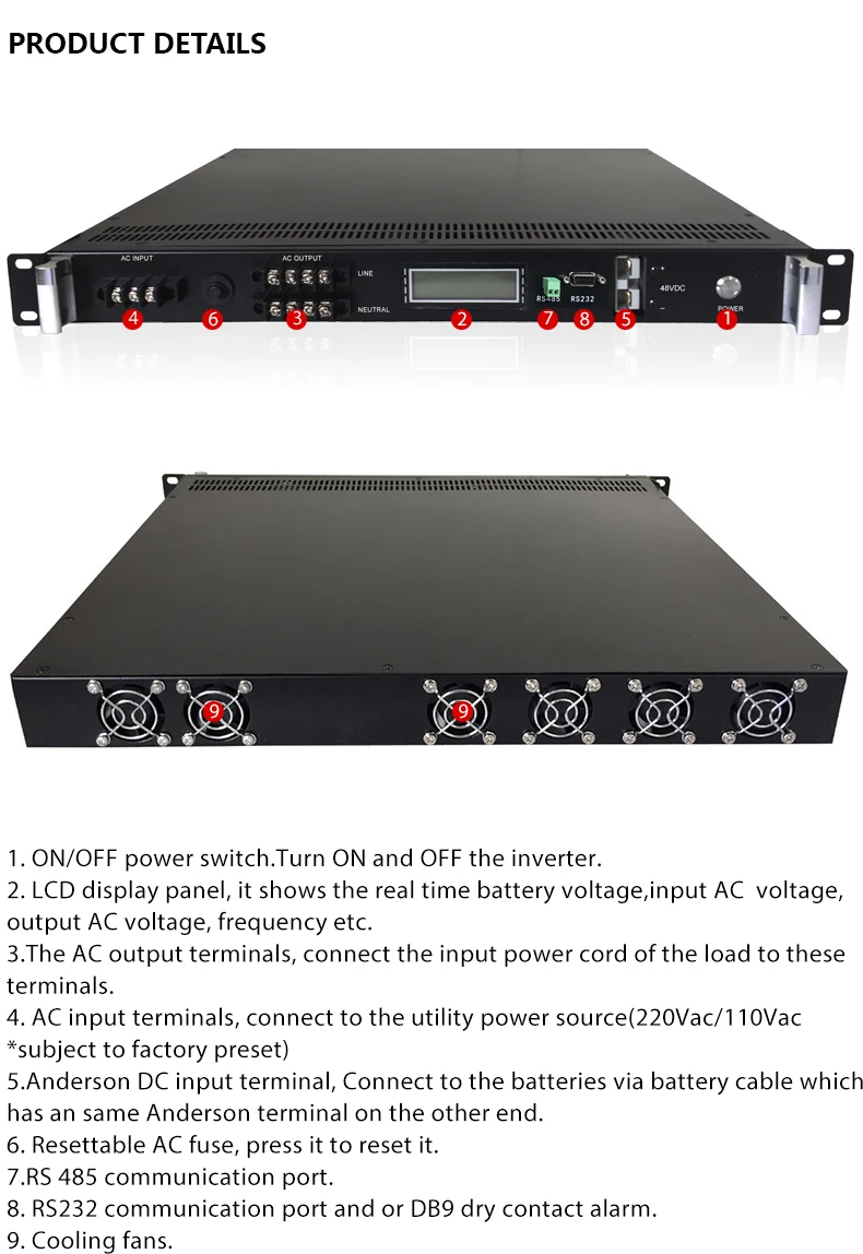 Rack Inverter 1u 1000w 2u 2000w 3000w 4000w 5000w 6000w Pure Sine Wave ...