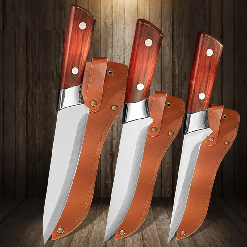 Butcher Bone Cleaver Cutting Knife Meat Chef Knife With Sheath ...