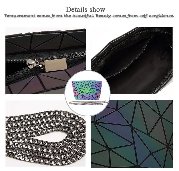 Luminous Bag Women's Geometry Totes Bag High Quilted Chain Shoulder ...