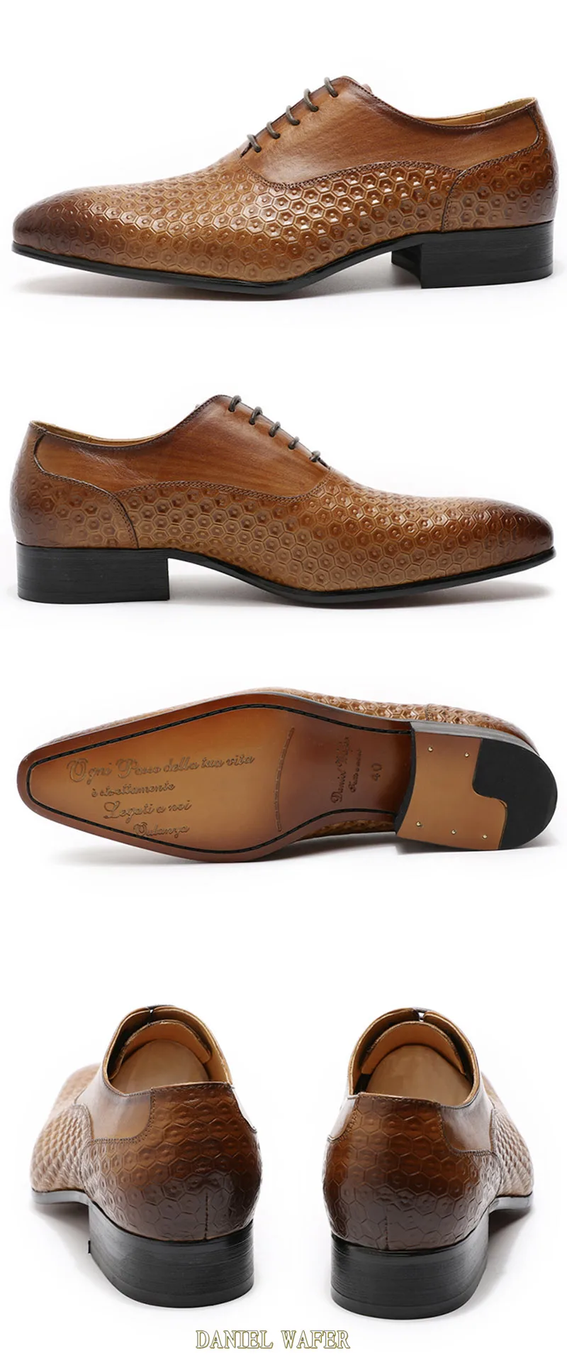 Daniel Wafer Luxury Dress Shoes - Genuine Leather Oxfords for Office ...
