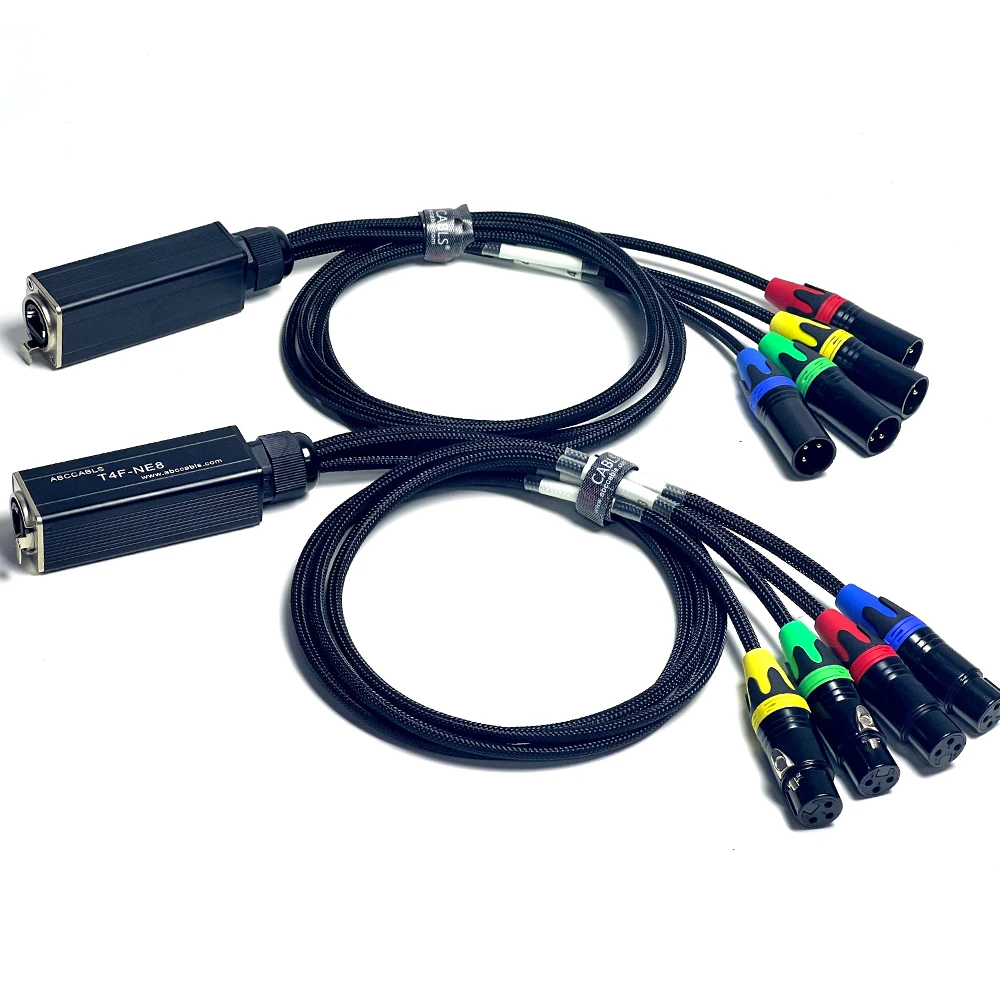RJ45 Female Plug to 4 Channel 3 Pin XLR Male and Female Connector ...