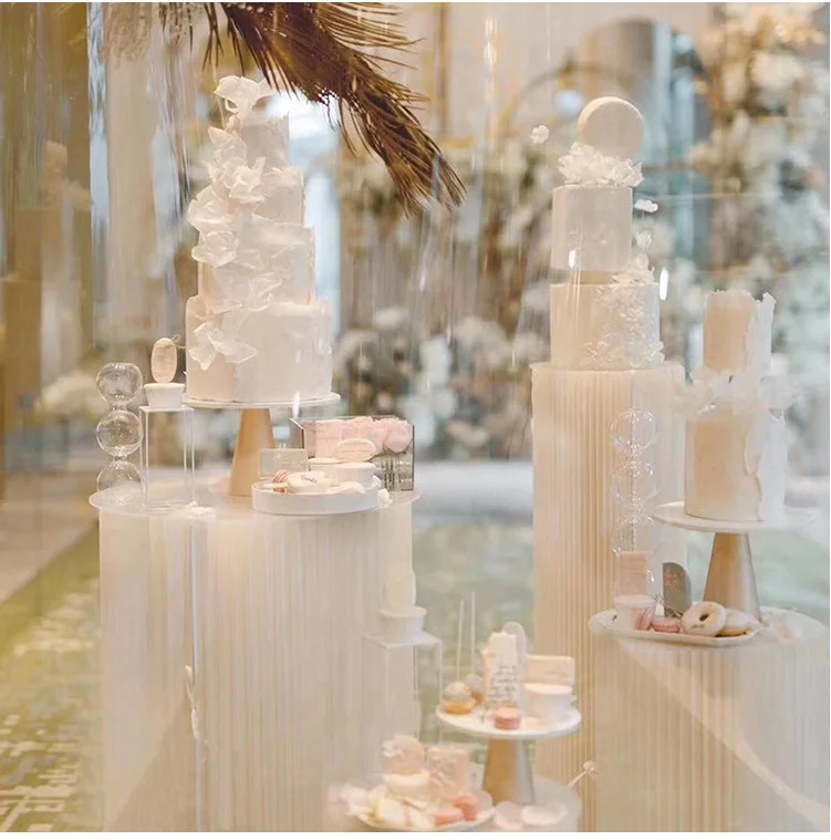 White Cylinder Plinths - Elegant Paper Folding for Weddings