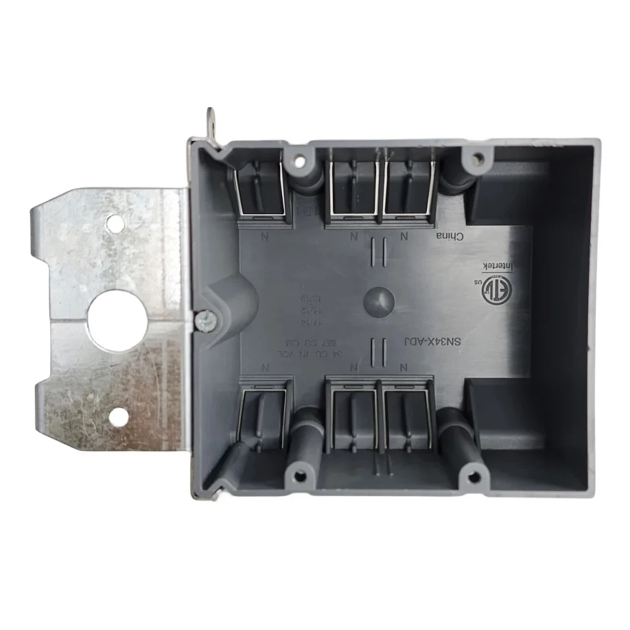 2-Gang Gray PVC Non-Metallic Electrical Outlet Box 34 Cu.In with ...
