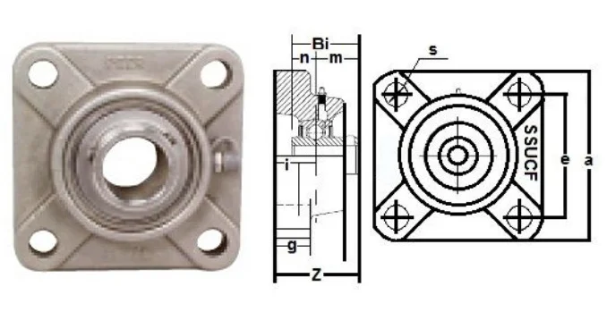 SUC205 Bearing - Full Stainless Steel Pillow Block