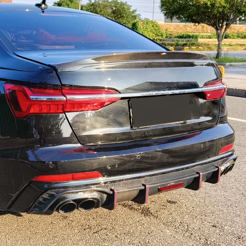Rs6 Carbon Fiber Rear Diffuser With Tailpipe For Audi A6l C8 Rs6 Style ...
