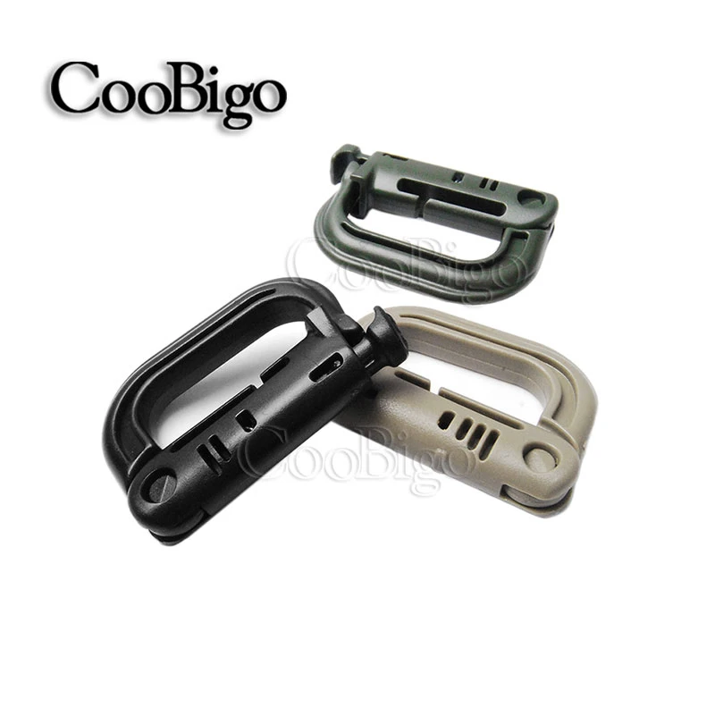 50pcs Plastic D Ring Grimlock Carabiner Clips Molle Tactical Backpack ...