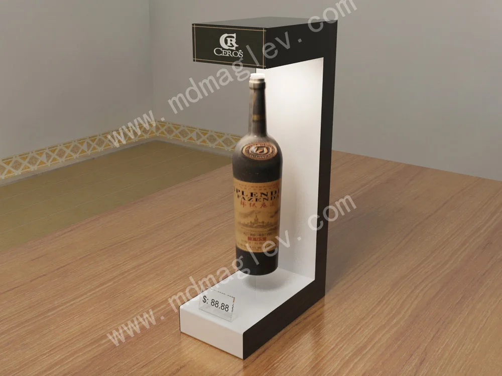Magnetic Floating Wine Bottle Display Rack - LED Glowing
