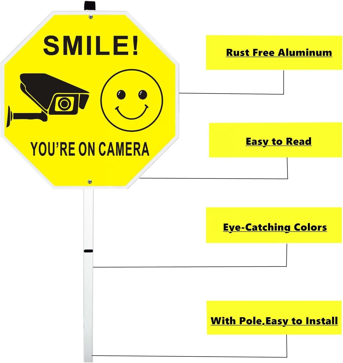 Securun Premium Smile You're On Camera Sign With Stake,Video ...