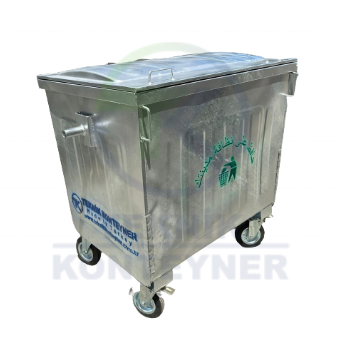 Galvanised Steel Waste Container - 1100 Liter Capacity