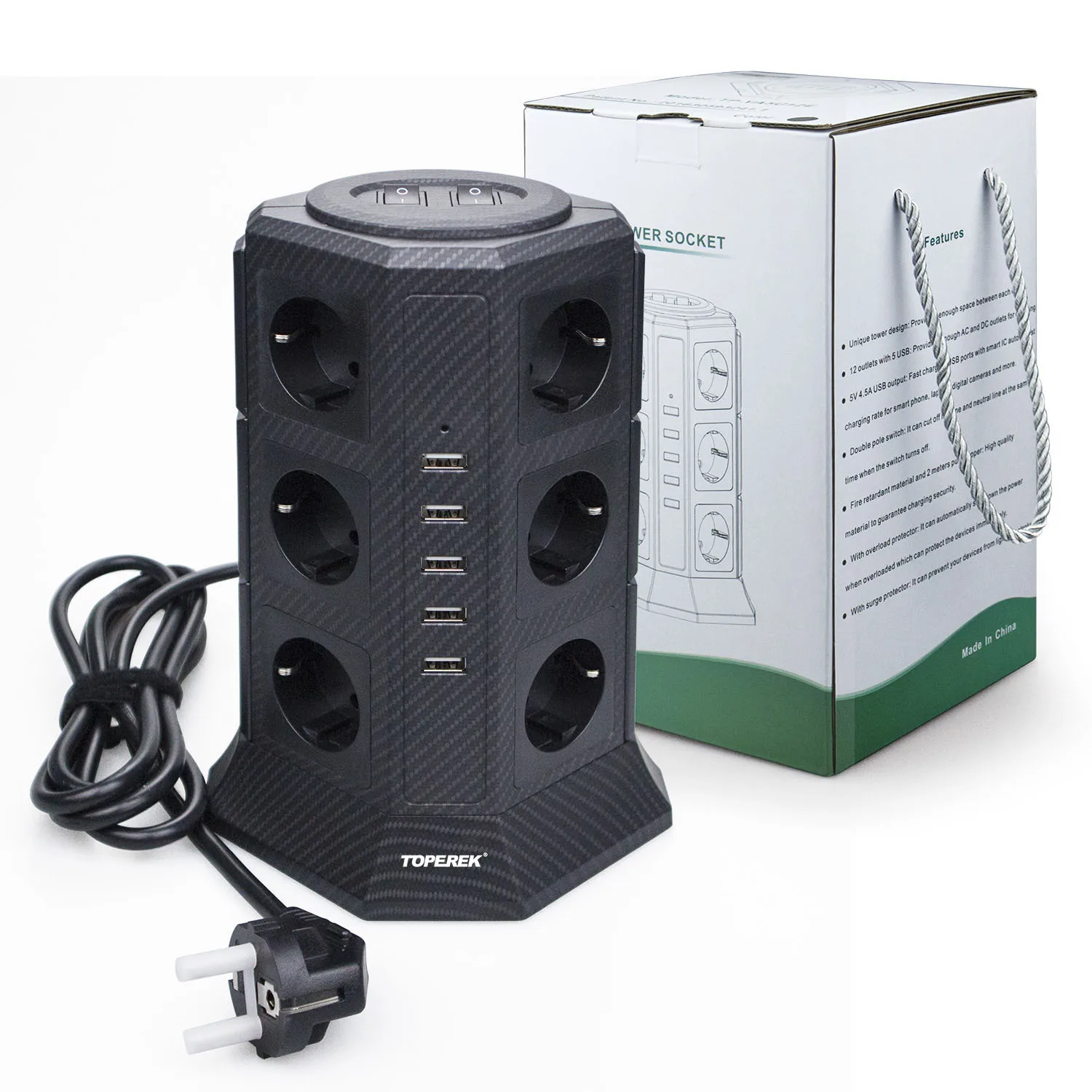 Multi Socket Adaptor With Switch,Overload Protection 12 Way 5 Usb Ports ...