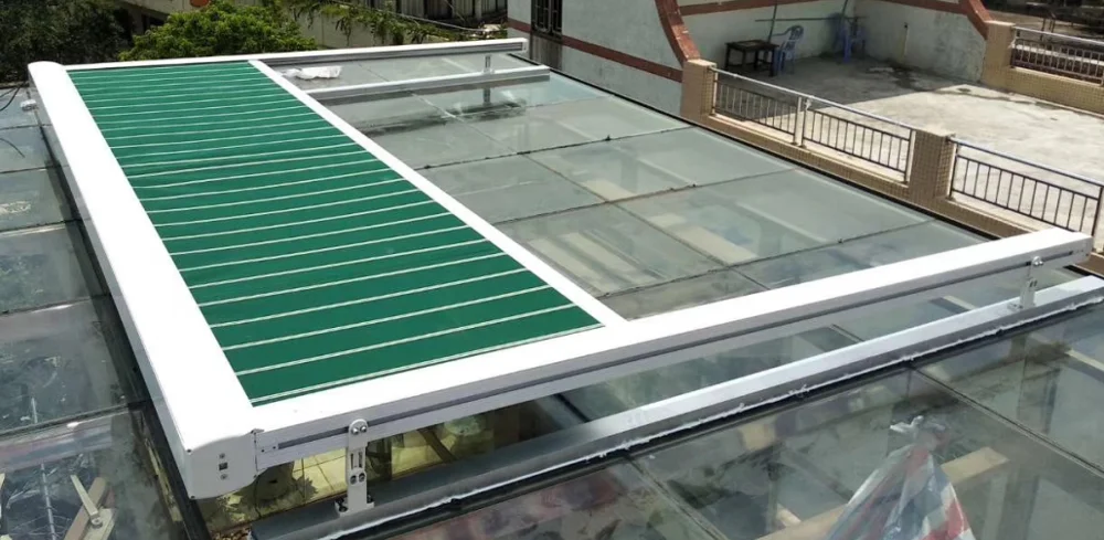 Motorized Skylight Sun Shade Awning - Custom Retractable Roof
