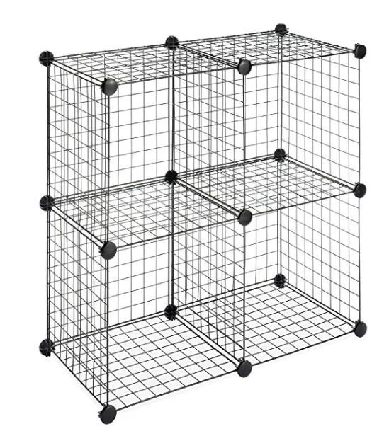 Metal Storage Cubes - Stackable Interlocking Wire Shelves Storage Boxes ...