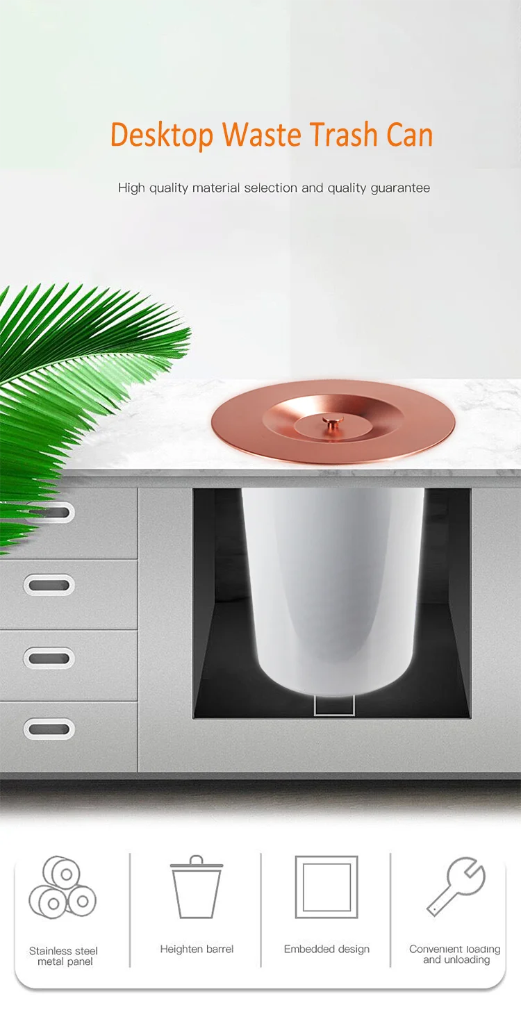 Kitchen Cabinet Waste Bin Countertop Dustbin Built-in Trash Can Conceal ...