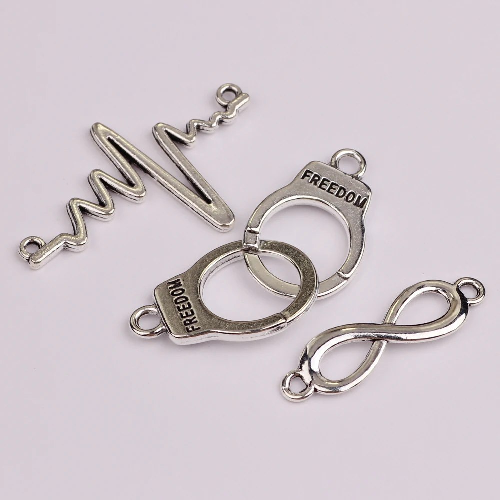 Custom Silver Zinc Alloy Infinity Handcuffs Jewelry Connectors