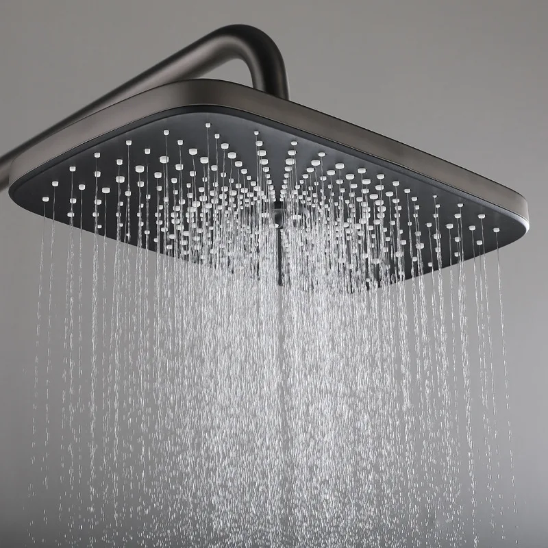 Luxury Matte Black Gray Brass Piano Shower Set with Hand Shower Soft ...