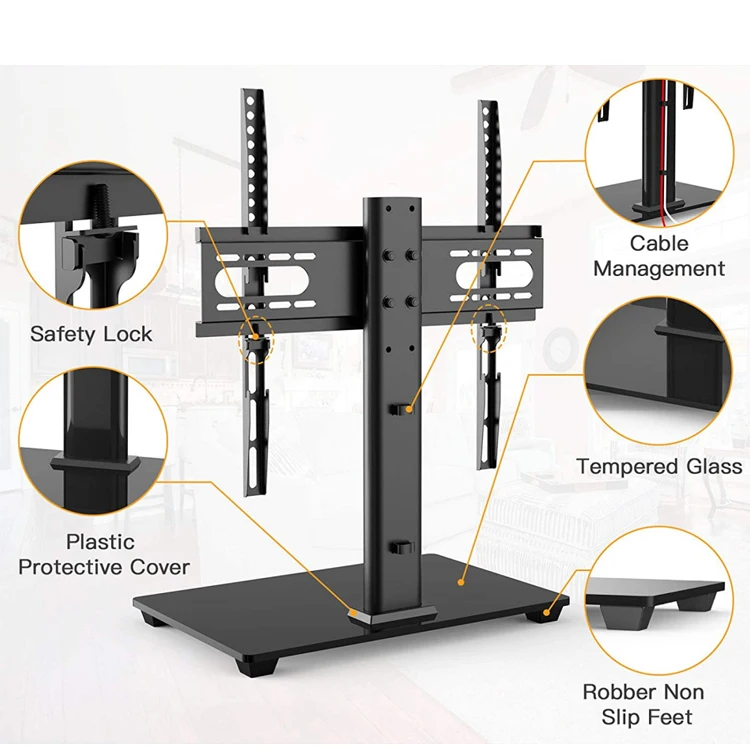 Swivel Universal Table Top TV Base - Adjustable & Stylish