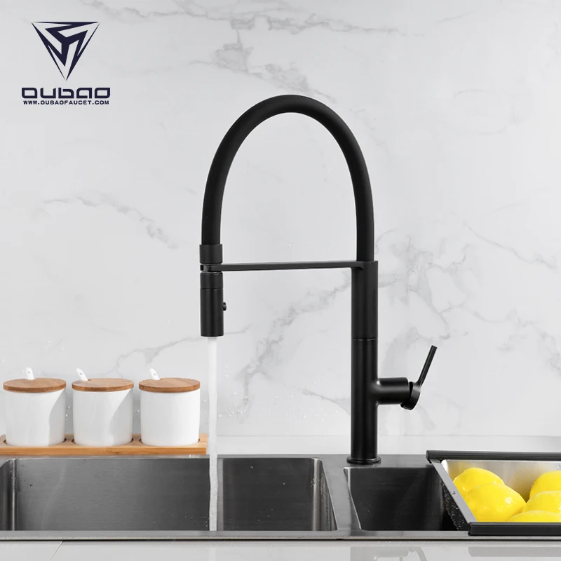 Modern Hot and Cold Water Faucet Matte Black Silicon Spout Kitchen Sink ...