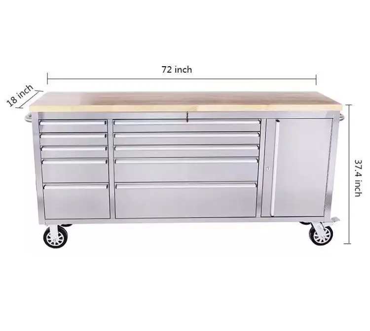 72 Inch 8 Drawers Black Tool Chest Steel Glide Stainless Tool Chest ...