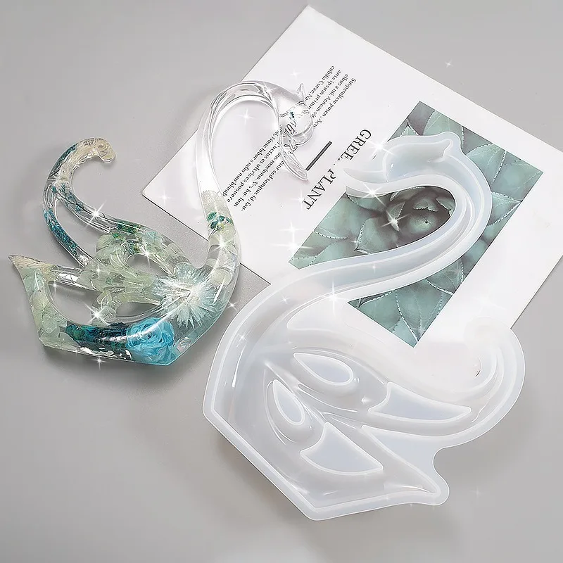 DM1049 Couple Swan Silicone Epoxy Molds 3D Animal Ornament Resin Crafts ...